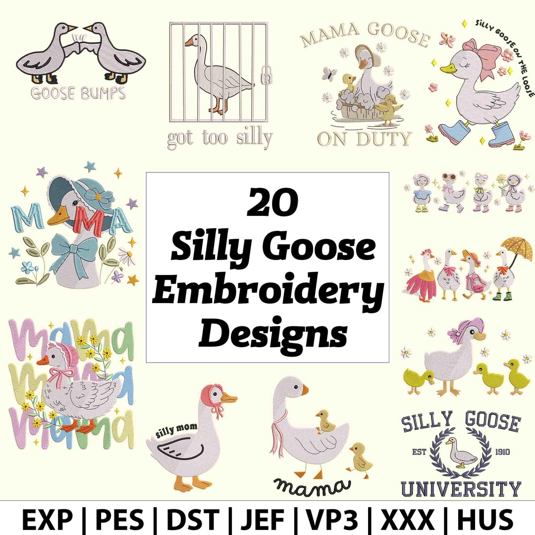 Bundle of 20 Goose Embroidery Designs, Easter Embroidery Files ...