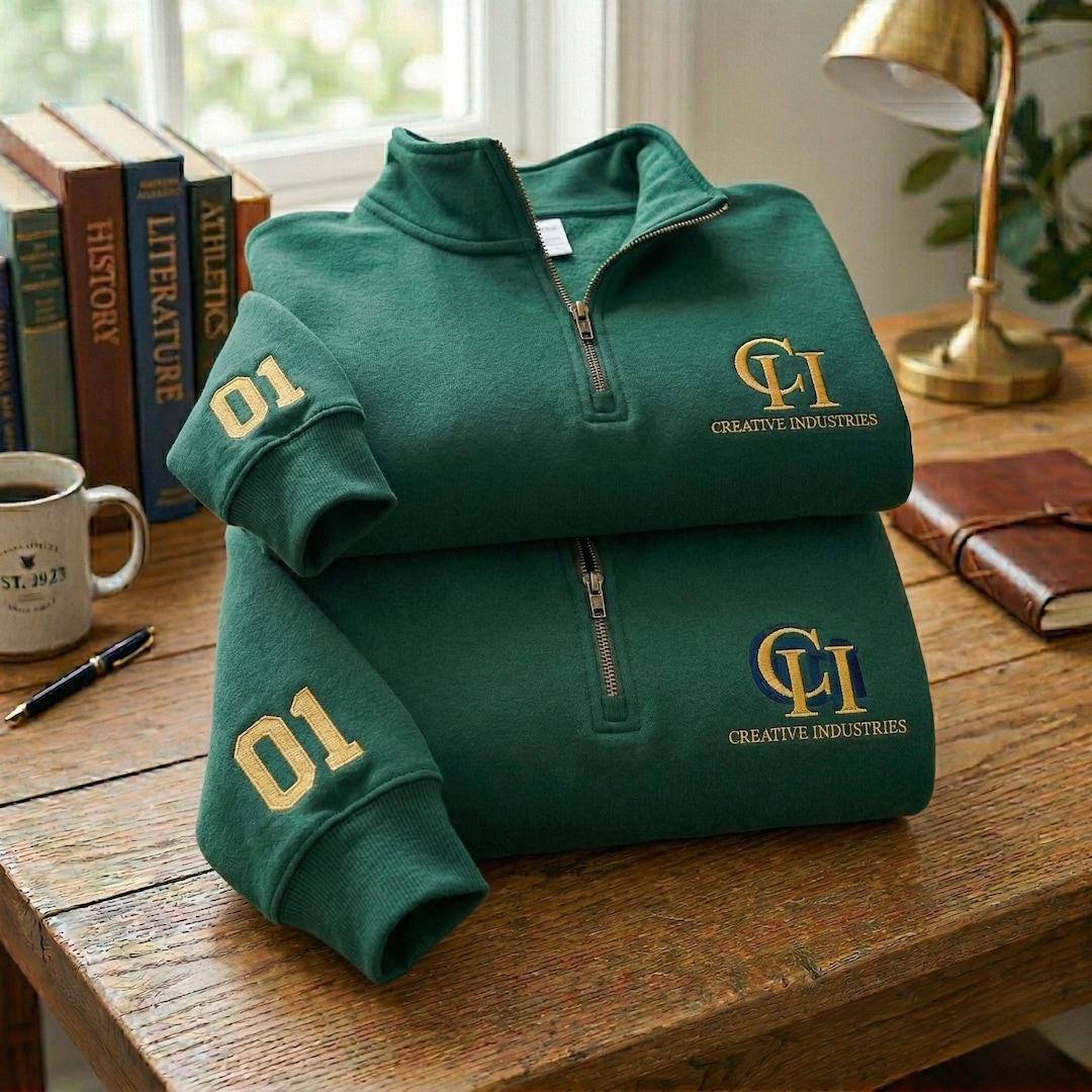Embroidered Quarter Zip With Custom Text Logo, Number, Personalized ...