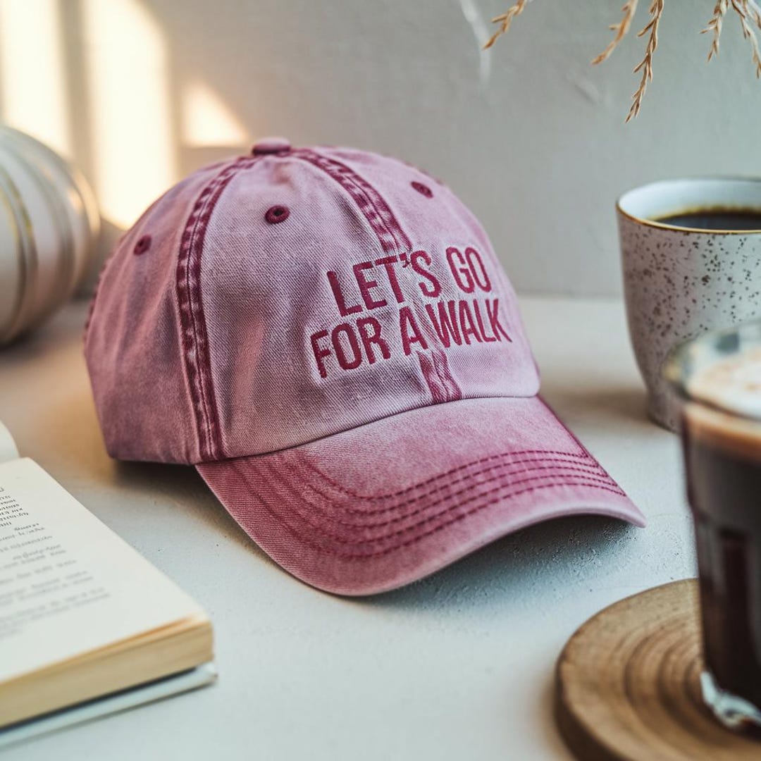 Custom Embroidered Cotton Cap, Lets Go for A Walk Hat - Etsy