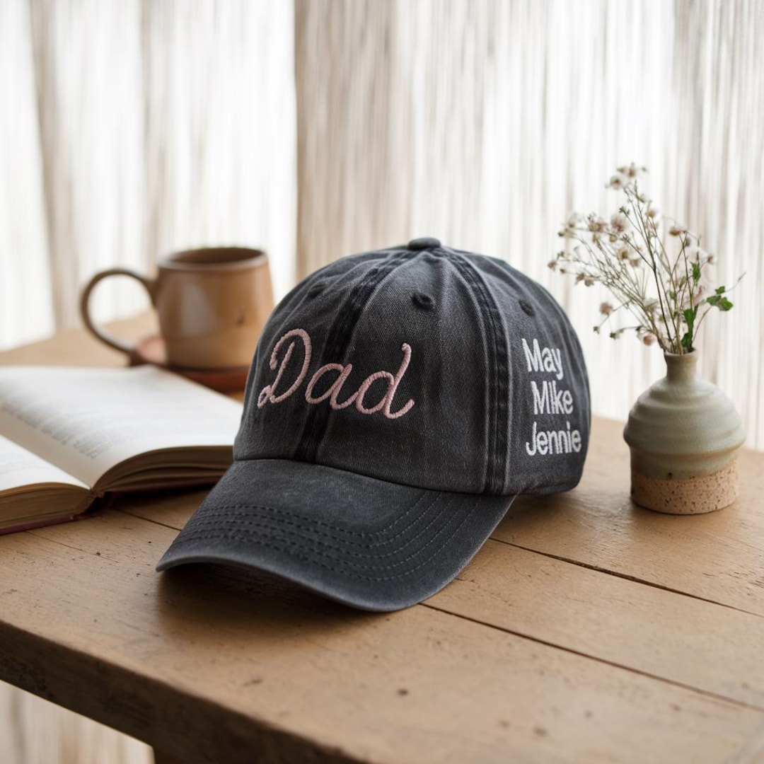 Custom Text Dad Embroidered Washed Cotton Hat, Personalized Gift - Etsy