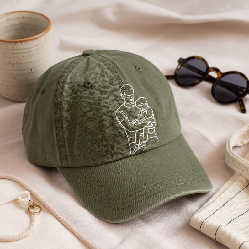 Embroidered Line Portrait Hat, Custom Grandpa Cap, Father's Day Gift - Etsy
