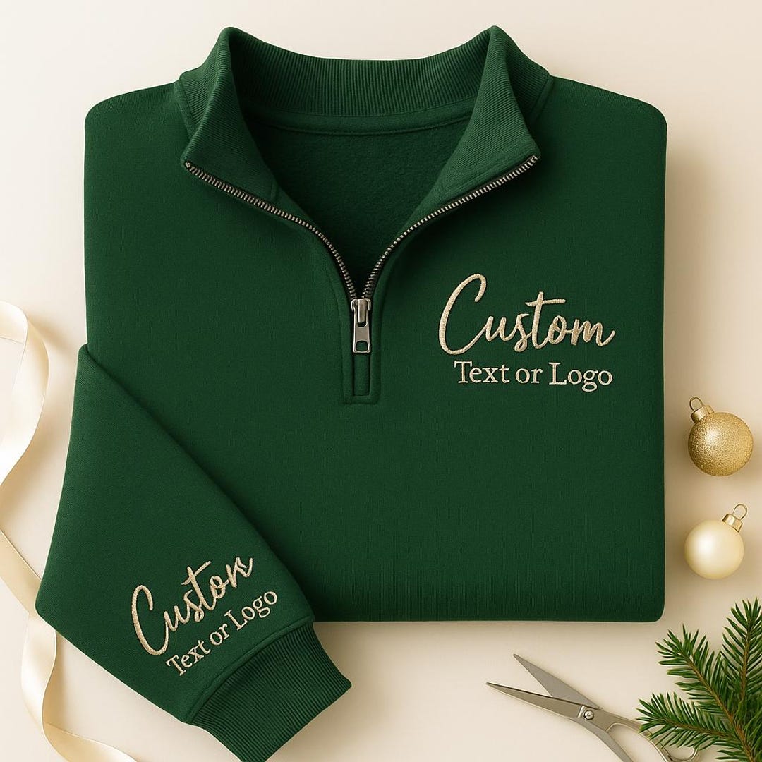 Custom Logo Embroidered Quarter Zip Sweatshirt – Personalized Team ...