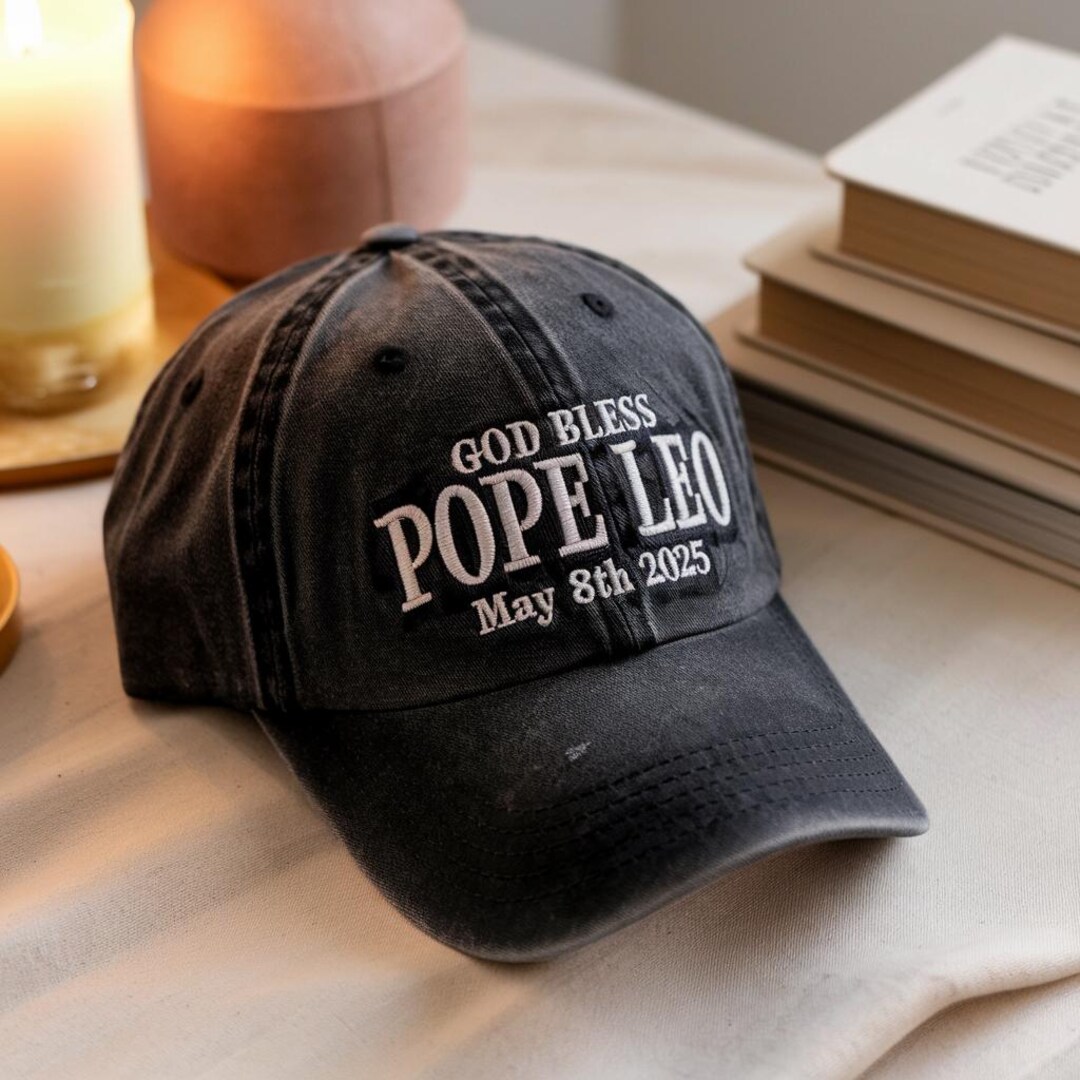 Embroidered Pope Leo XIV Washed Hat, Vatican Catholic Cap, Christian ...