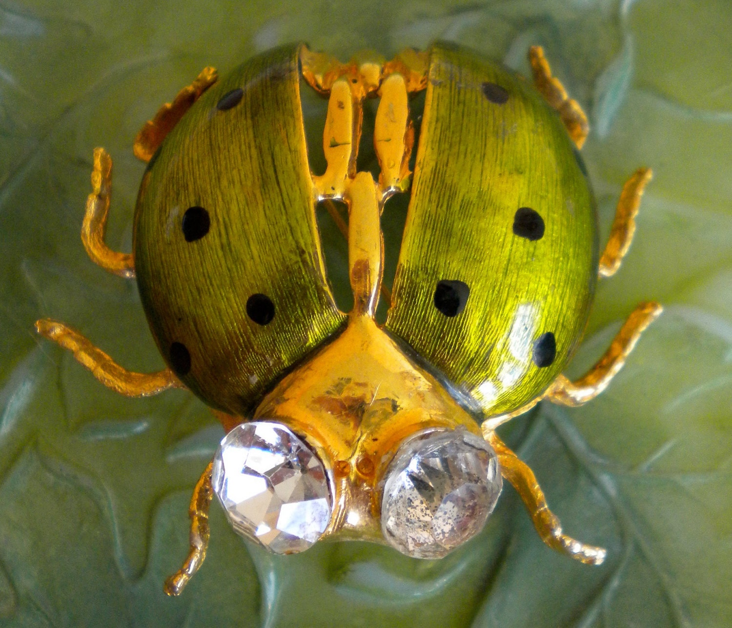 1960's Green and Gold Metal Ladybug Pin - Etsy