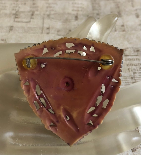 1930's Floral Celluloid Pin - Gem