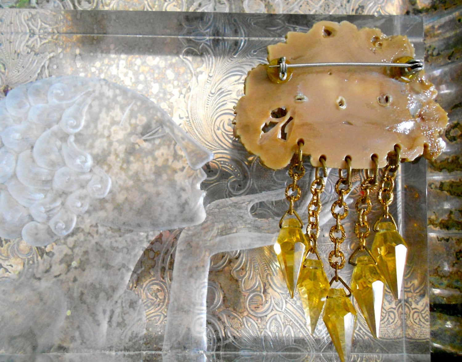 1930's Dainty Ivory Colored Floral Celluloid Pin - Etsy