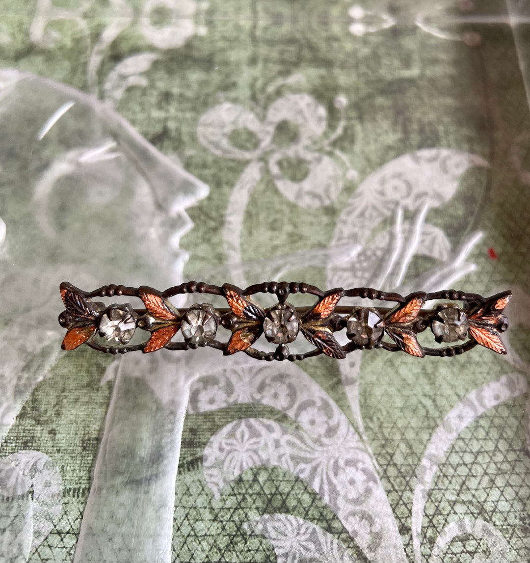 1930's Enamel Floral Bar Pin - Etsy