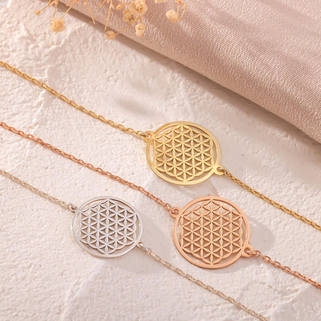 Sacred Geometry Bracelet – Dainty 925 Silver Jewelry With Flower of ...