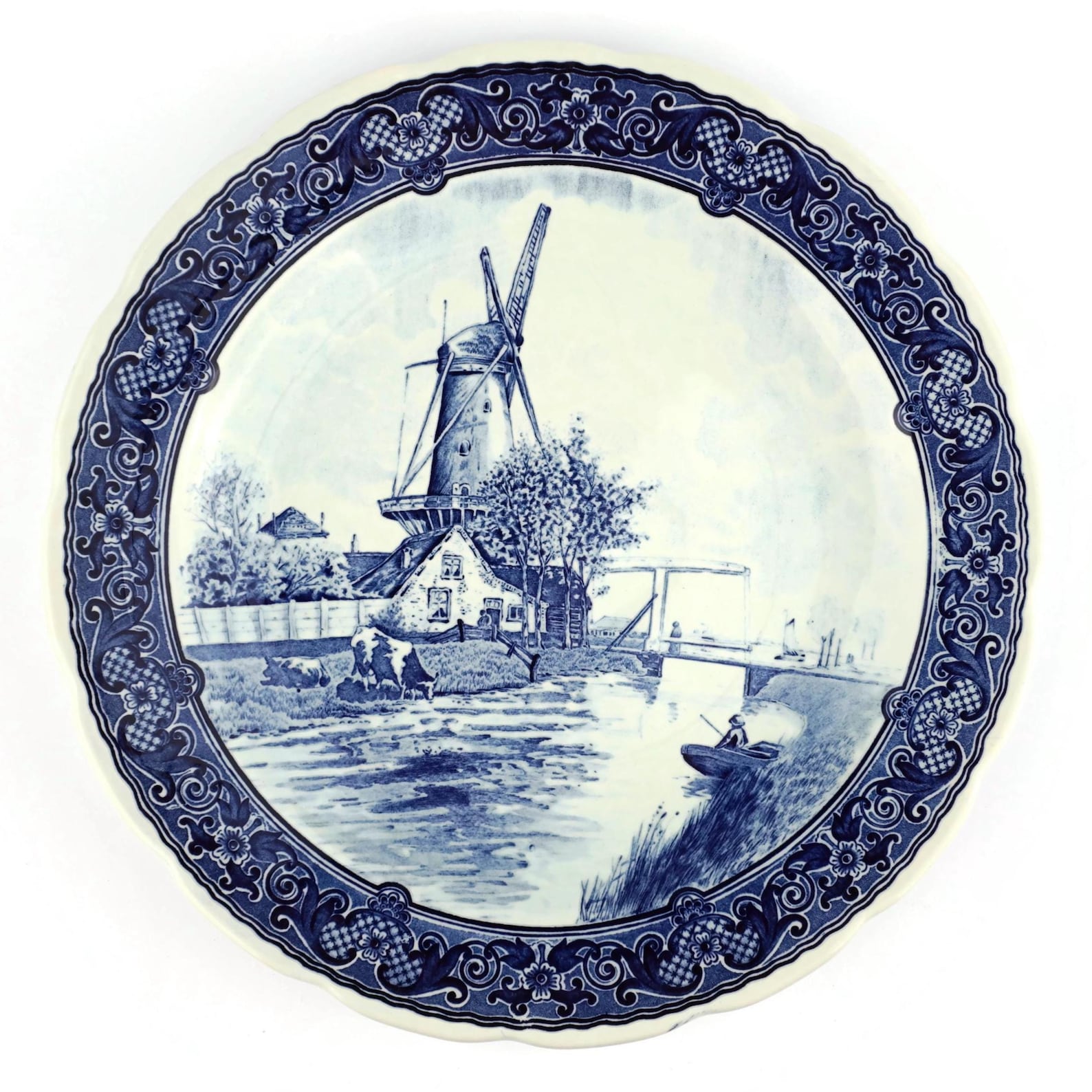 Royal Sphinx Delfts Plate, Dutch Windmill Ceramic Wall Art, Blue White ...