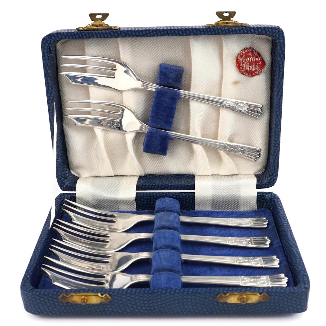 1950s Yeoman Plate Fork Set, Silver Plated EPNS Cutlery, Ornate Handle ...
