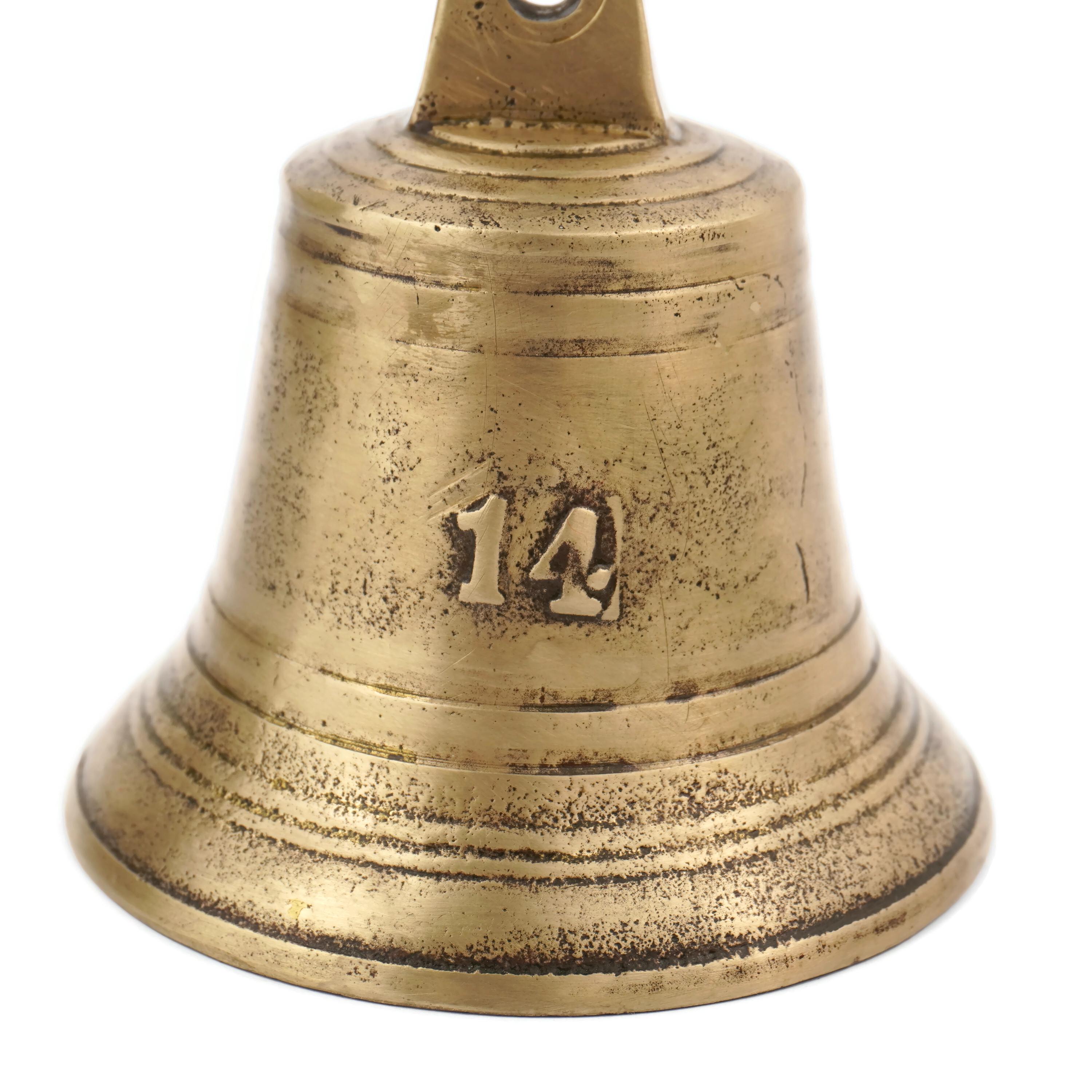 Vintage Bronze Hanging Bell, Numbered Bell No. 14, Rustic Cast Bronze ...