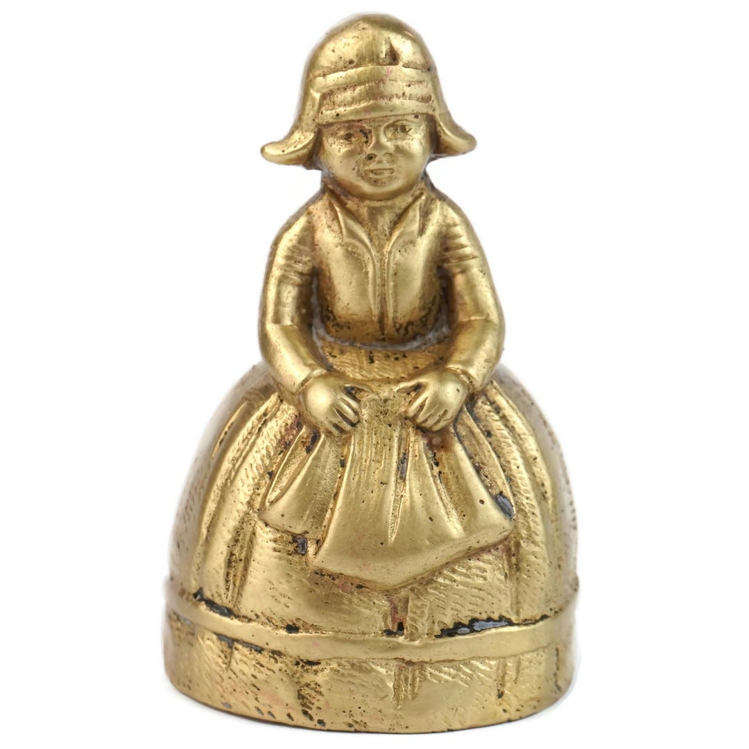 Antique Brass Lady Hand Bell, Victorian Style Figural Woman Bell ...