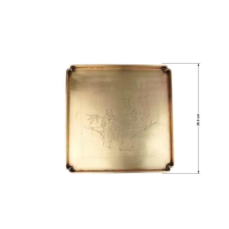 Vintage Chinese Bronze Tray, Square Shape, Scholar and Student Scene ...