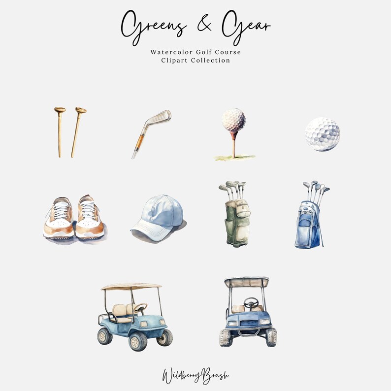 Watercolor Golf Clipart Bundle: Golfers, Carts & Clubs (PNG Digital ...