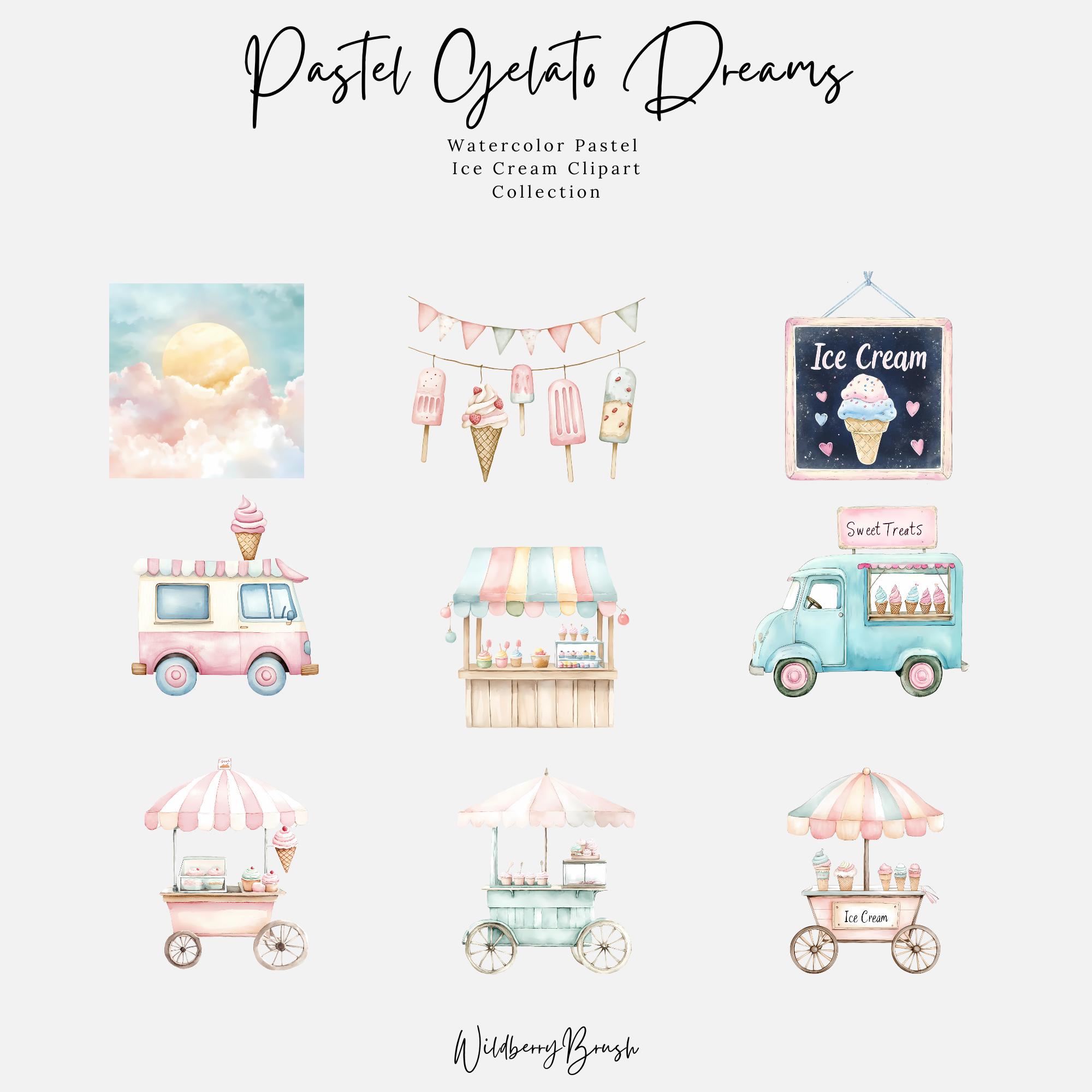 Pastel Watercolor Ice Cream Clipart Png, Summer Sweet Treats Invitation ...