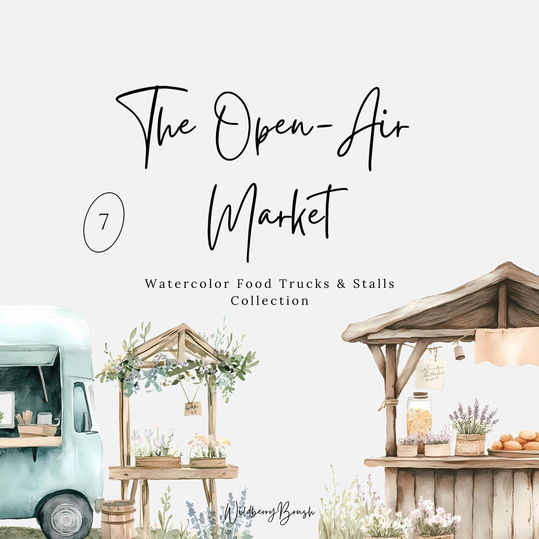 Farmers Market Watercolor Clipart Png, Food Truck & Market Stall ...