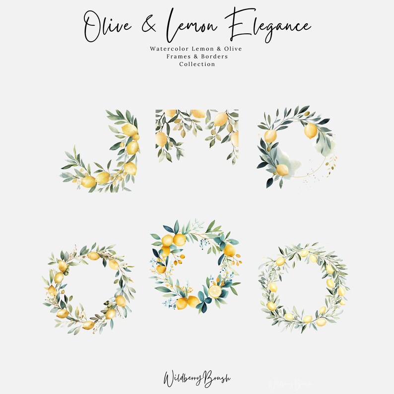 Mediterranean Watercolor Png Clipart Bundle, Lemon Blue White Tiles ...