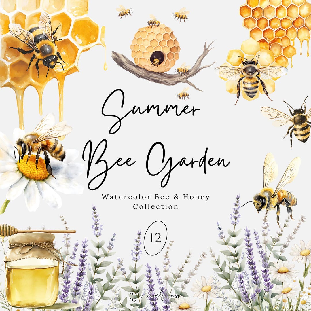 Bee Honeycomb Watercolor Clipart Png, Beehive Honey & Meadow Invitation ...