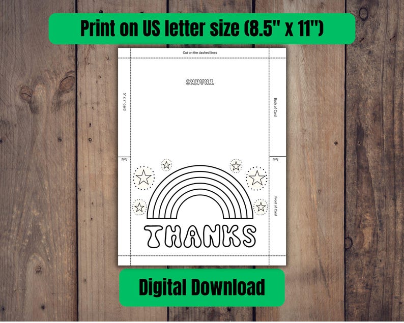 Printable Thank You Cards to Color: Adults & Kids (PDF) - Etsy