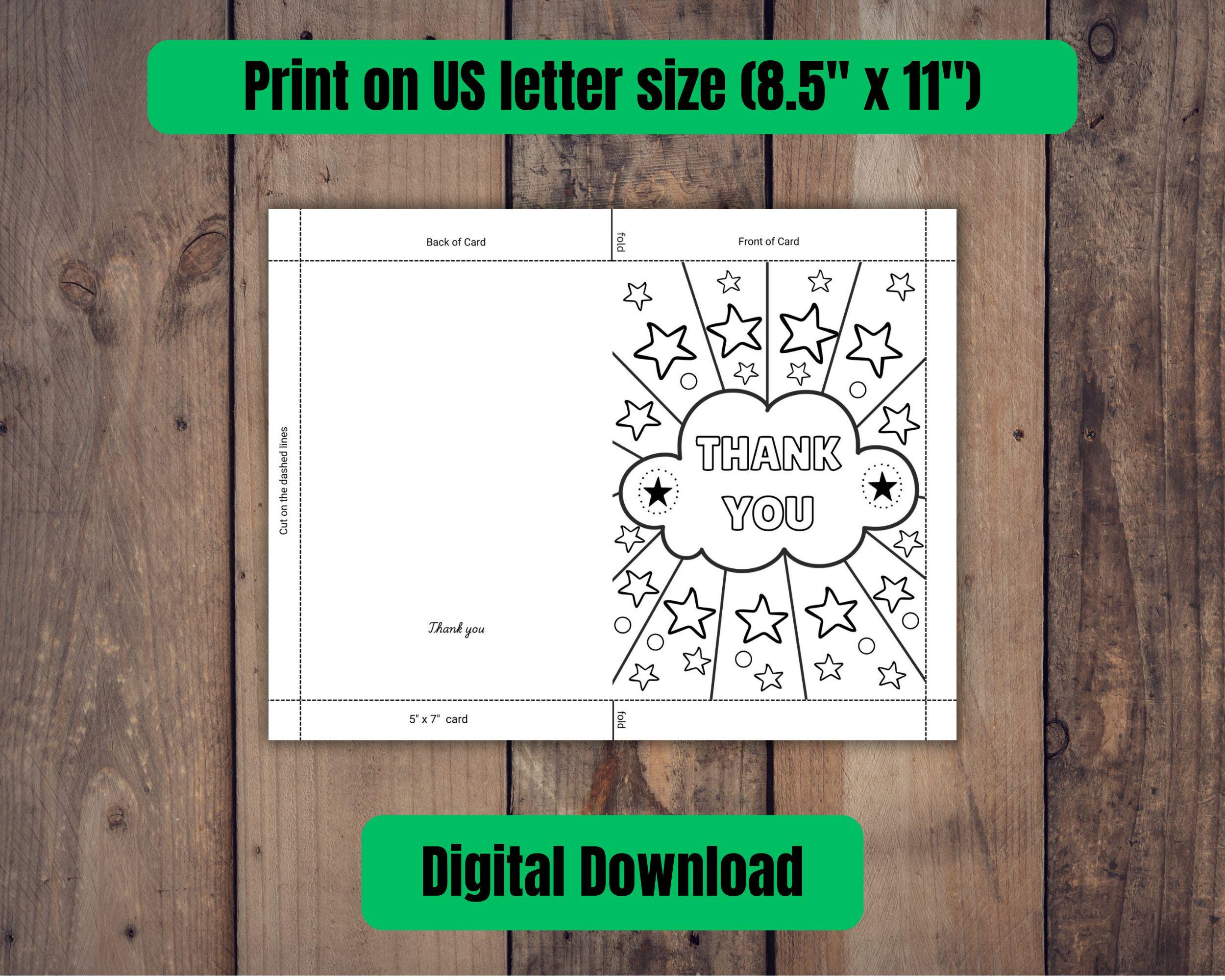 Digital Thank You Cards .teacher Thank You Message Cards.coloring Cards ...