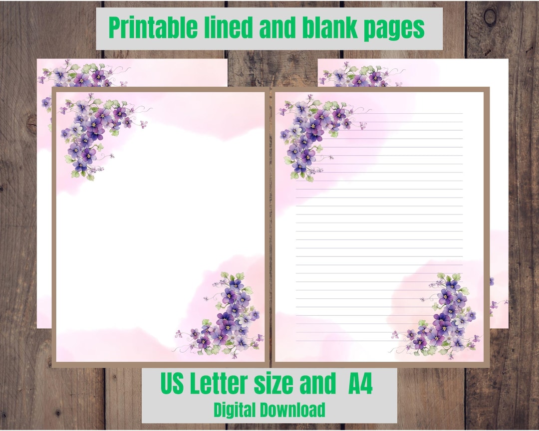 Printable Floral Stationery Paper, Printable Stationery Set, Stationery ...