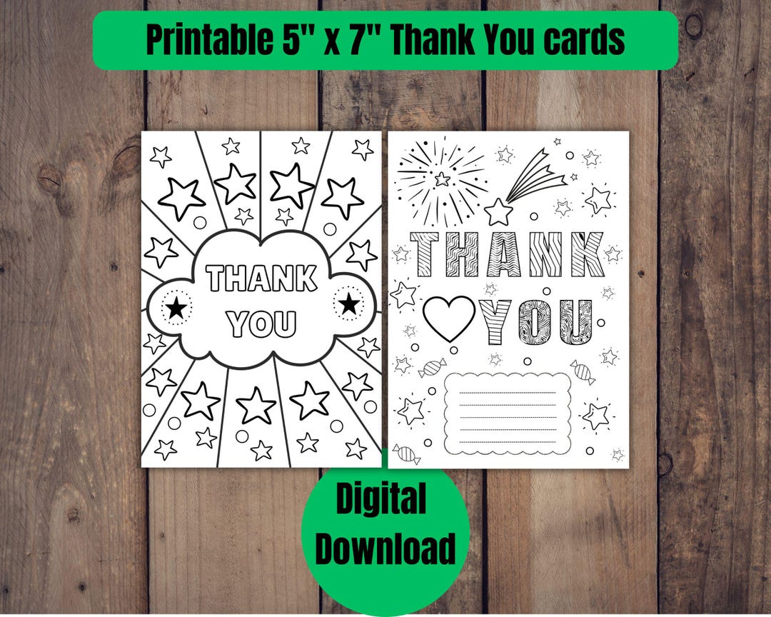 Digital Thank You Cards .teacher Thank You Message Cards.coloring Cards ...