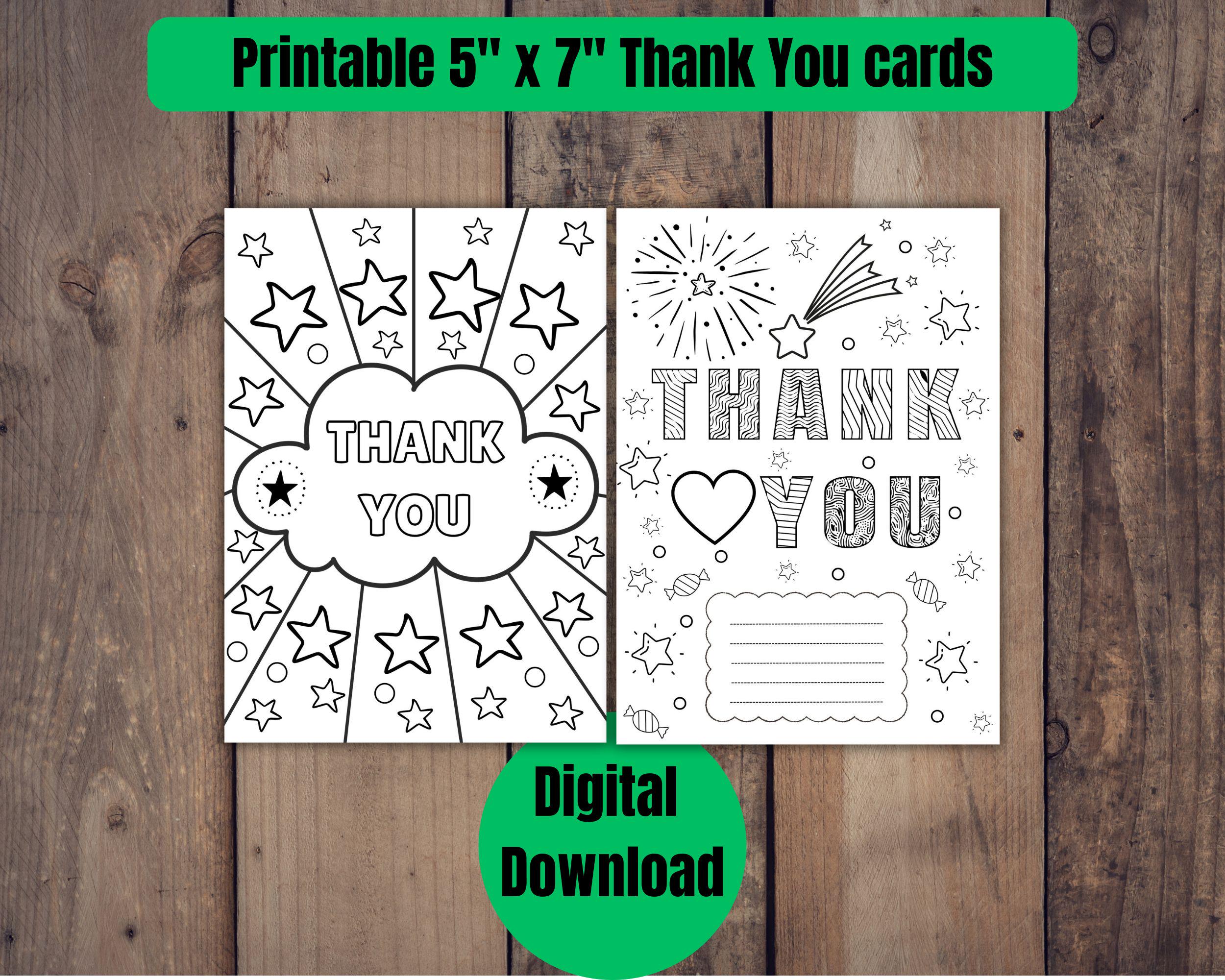Digital Thank You Cards .teacher Thank You Message Cards.coloring Cards ...