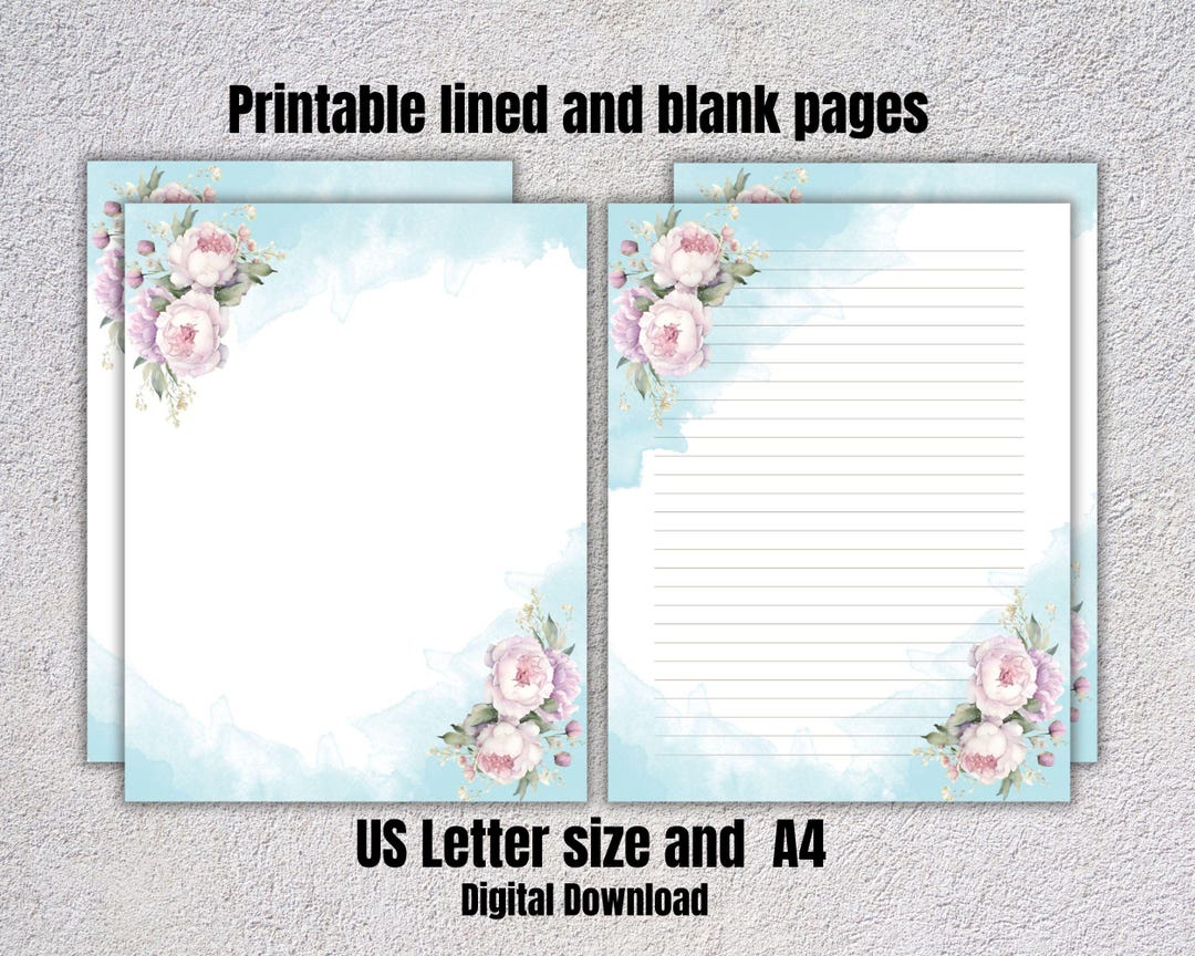 Printable Floral Stationery Paper, Printable Stationery Set, Stationery ...