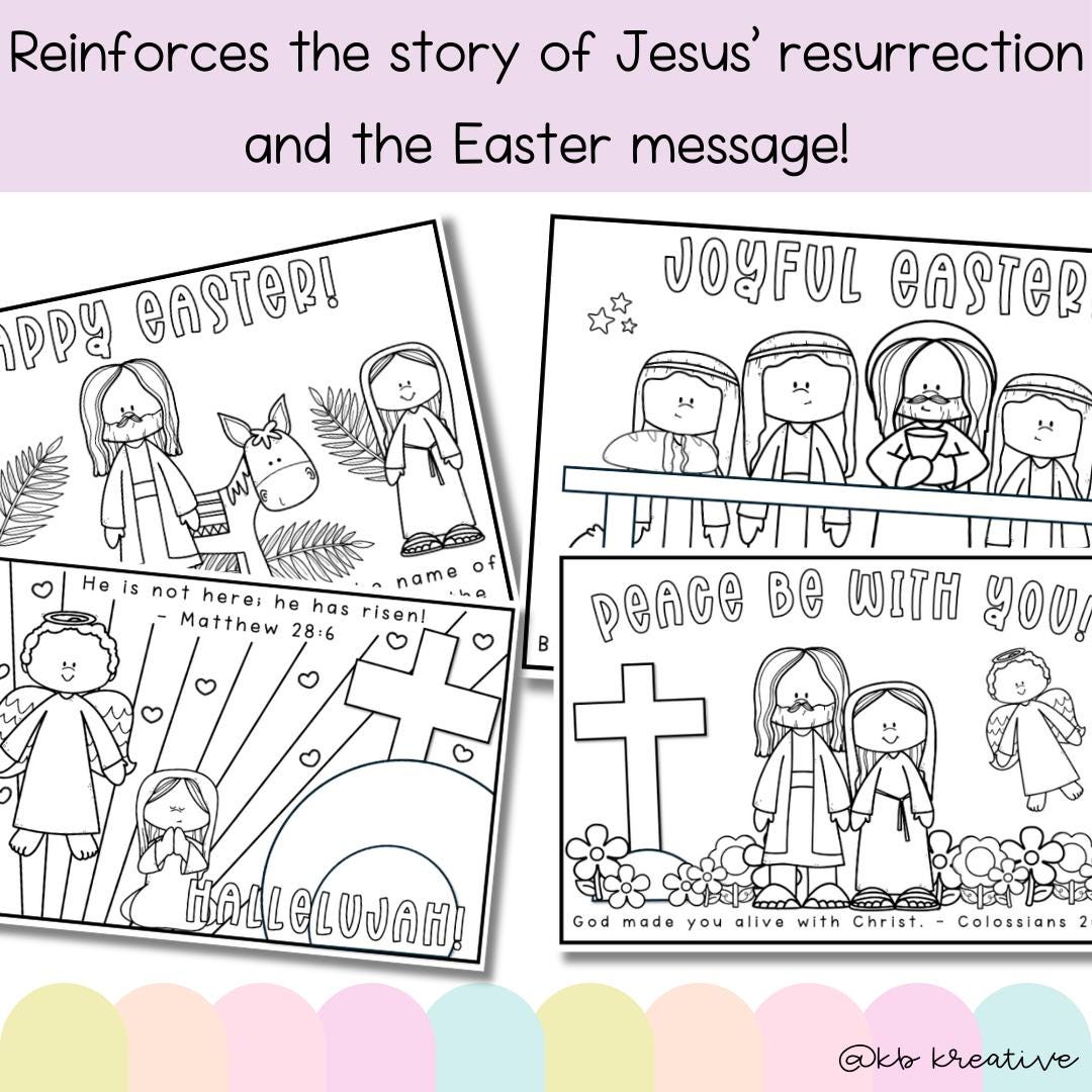 Easter Story Colouring in | Christian Easter Colouring In - Etsy