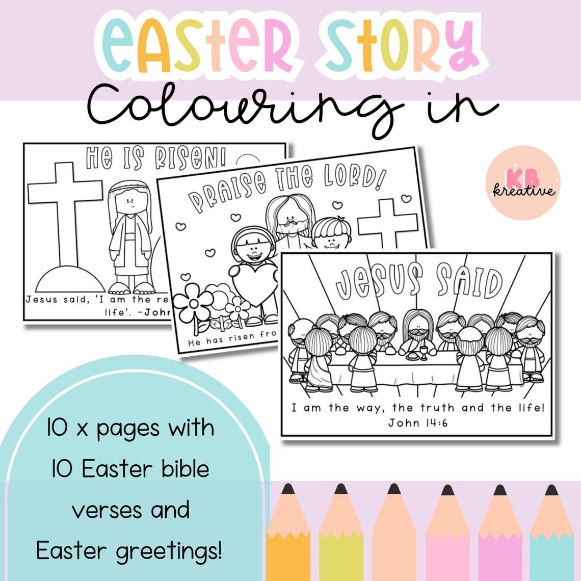 Easter Story Colouring in | Christian Easter Colouring In - Etsy