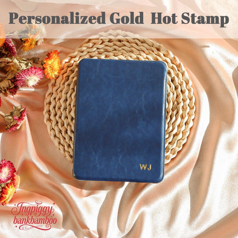 Personalized Leather Gold Hot Stamp for Kindle 7" 12th 2024 Case With ...