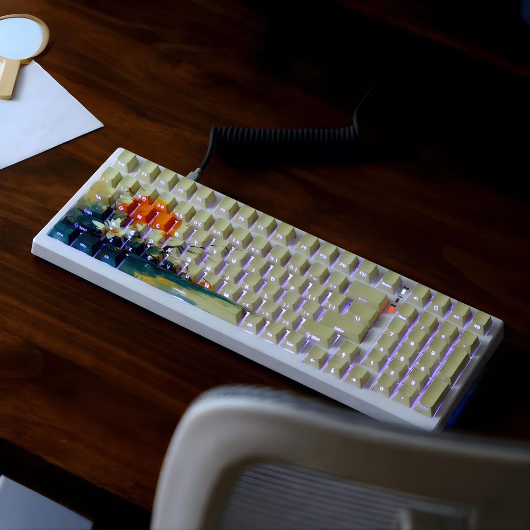 Coral Mist Keycaps: 135-key Cherry Profile PBT Double-shot Side-print ...