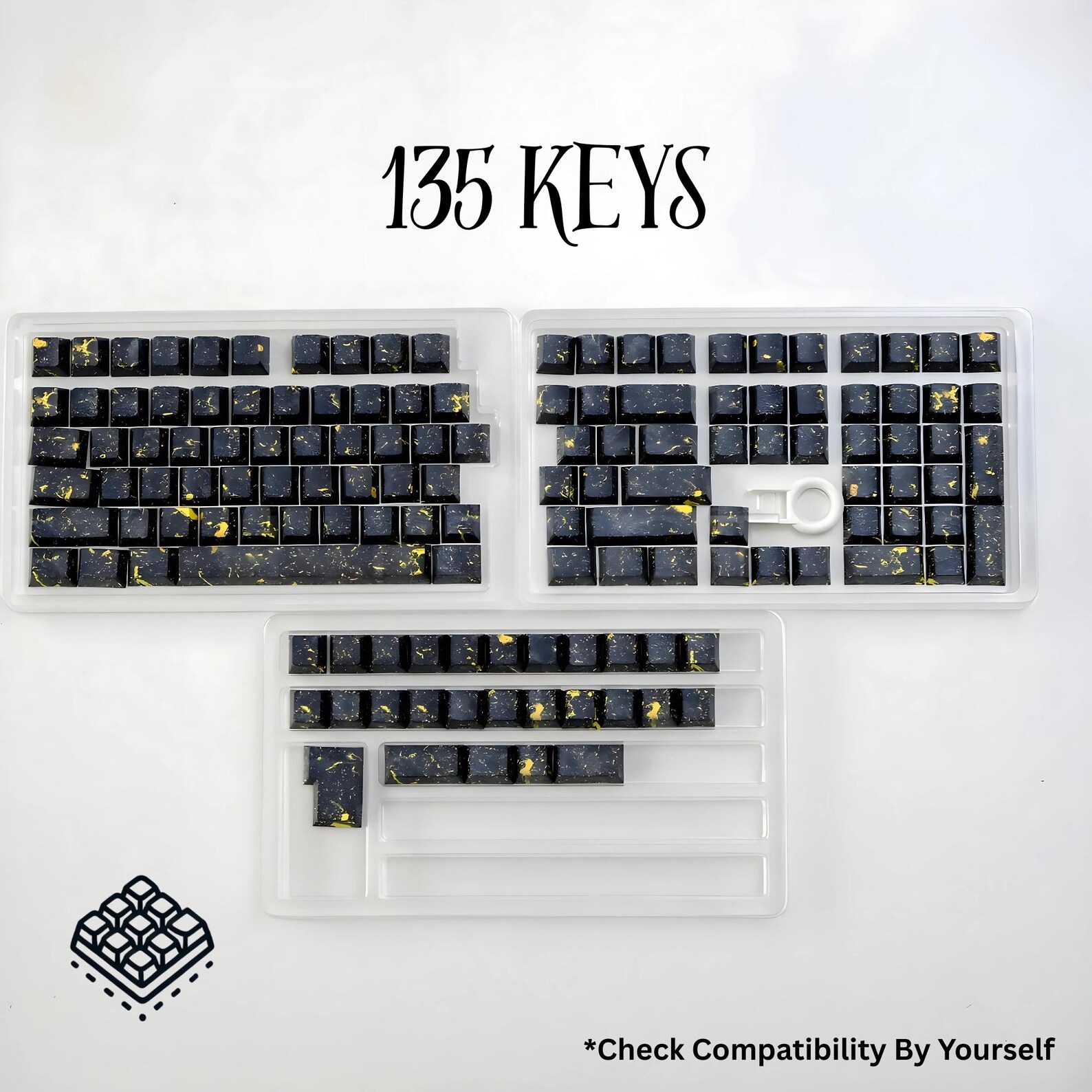 Golden Night Sky Keycaps: 135 PBT Double Shot Shine Through Cherry ...