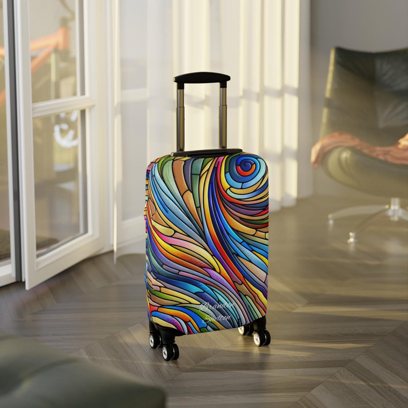 Colorful Stain Glass Style Personalized Luggage Cover Custom Suitcase ...