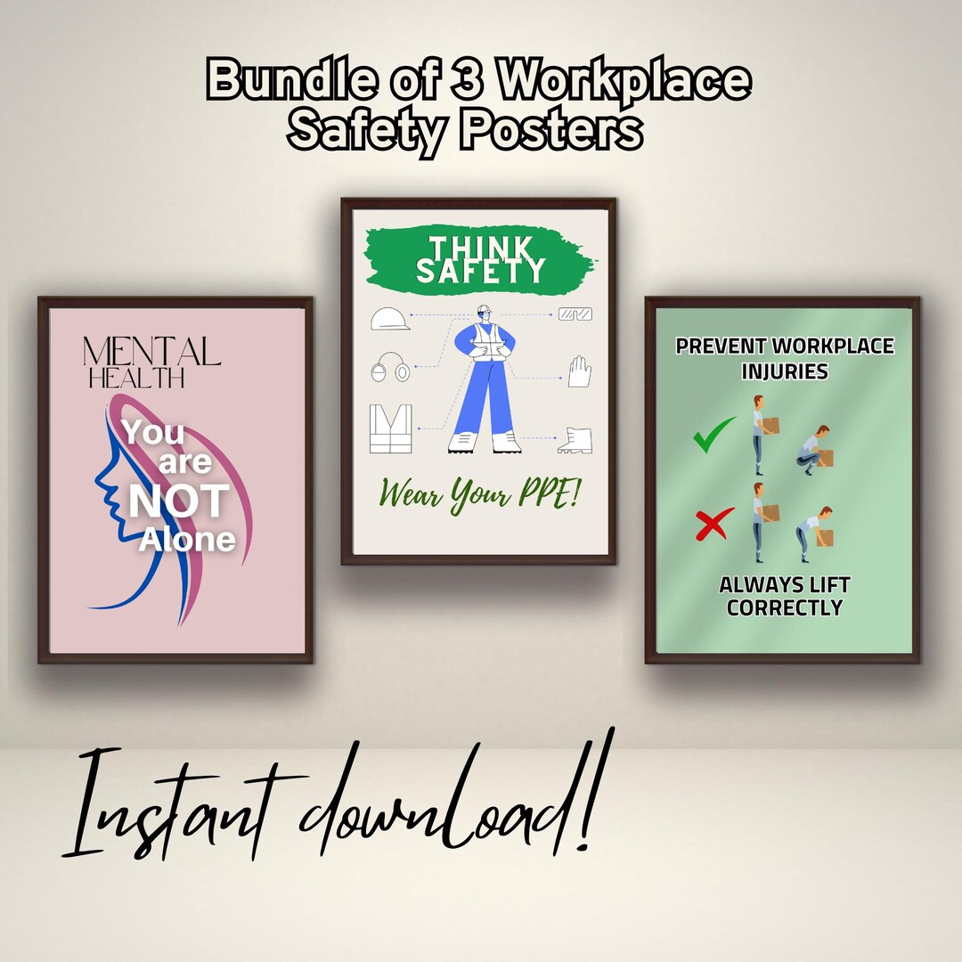 Workplace Safety Poster Bundle – Set of 3 | Promote a Safe & Productive Work Environment ...