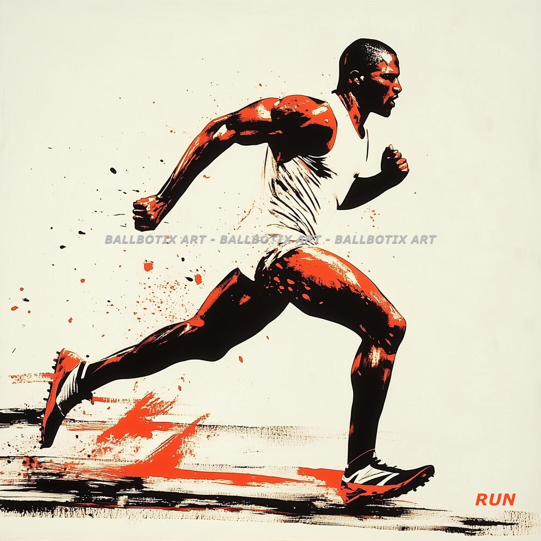 Digital Download of Running Man, Wall Art, Art Runner Man Watercolor ...