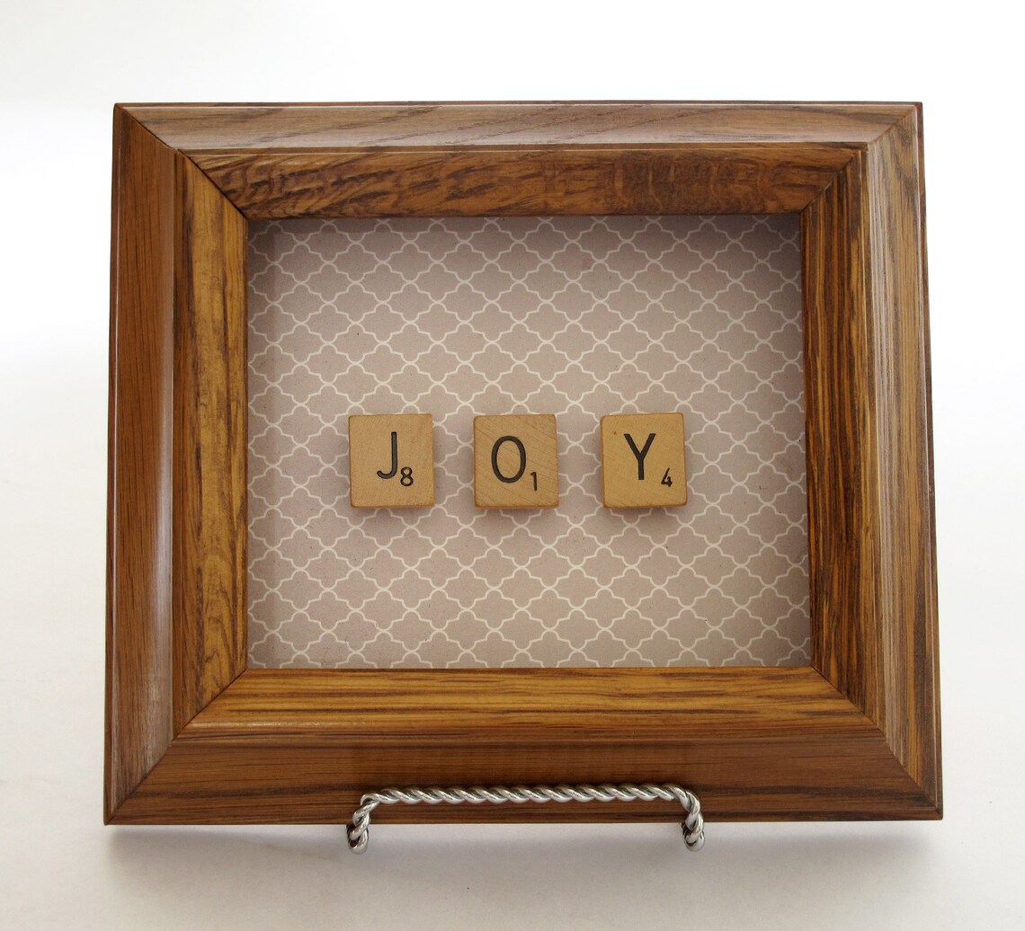 Shadow Box JOY Scrabble Tiles With Stand Arts and Crafts - Etsy
