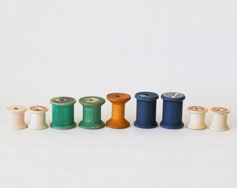 Vintage Wooden Thread Spools Set of 10 - Etsy