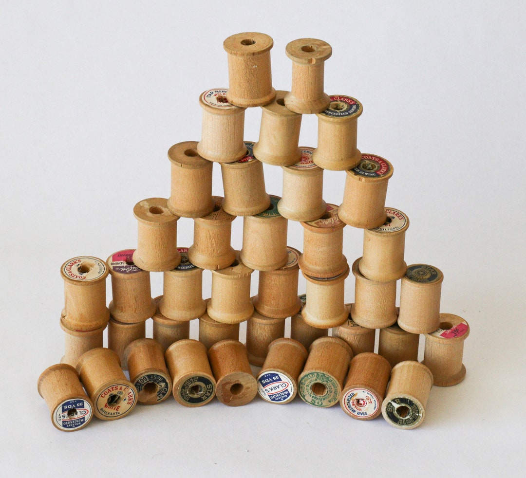 Vintage Wooden Thread Spools Set of 10 - Etsy