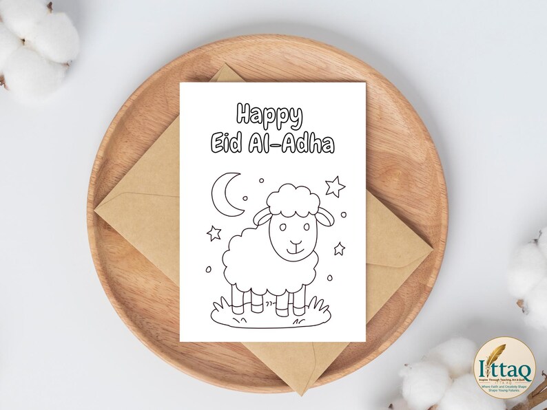 Eid Al-adha Coloring Cards – 7 A5 Folded Cards & A4 Pages – Muslim Kids ...