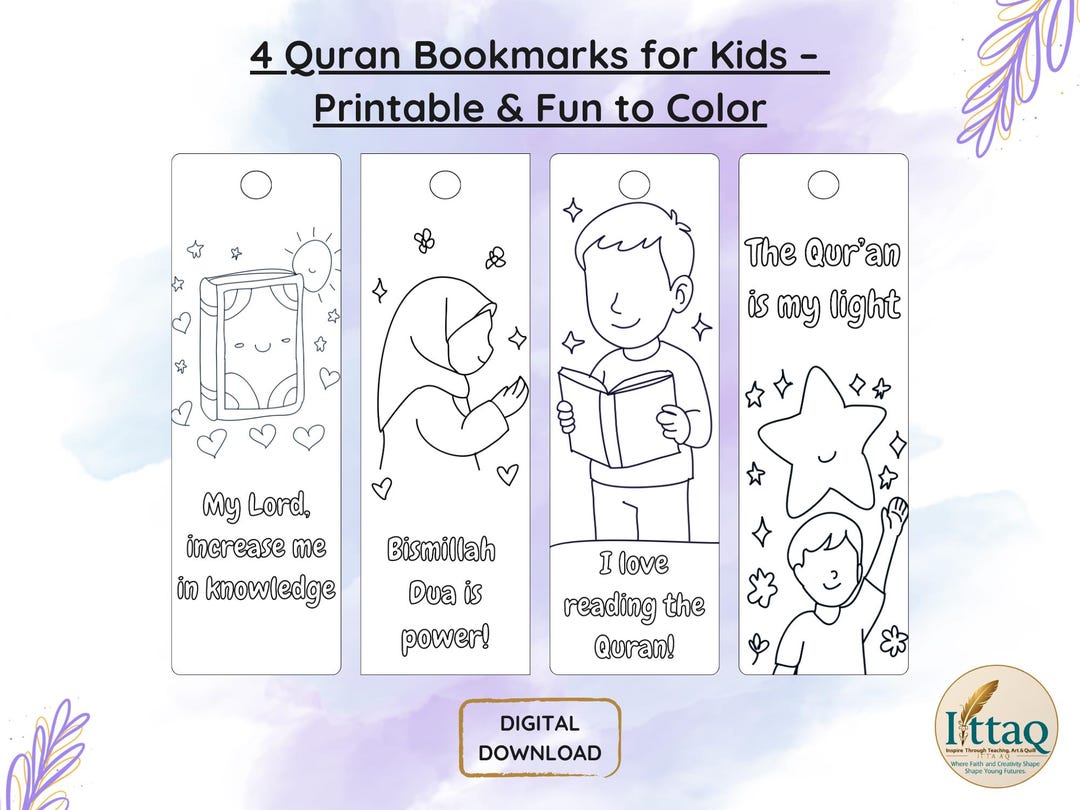 4 Printable Kids' Quran Bookmarks to Color – English & Swedish, Islamic ...