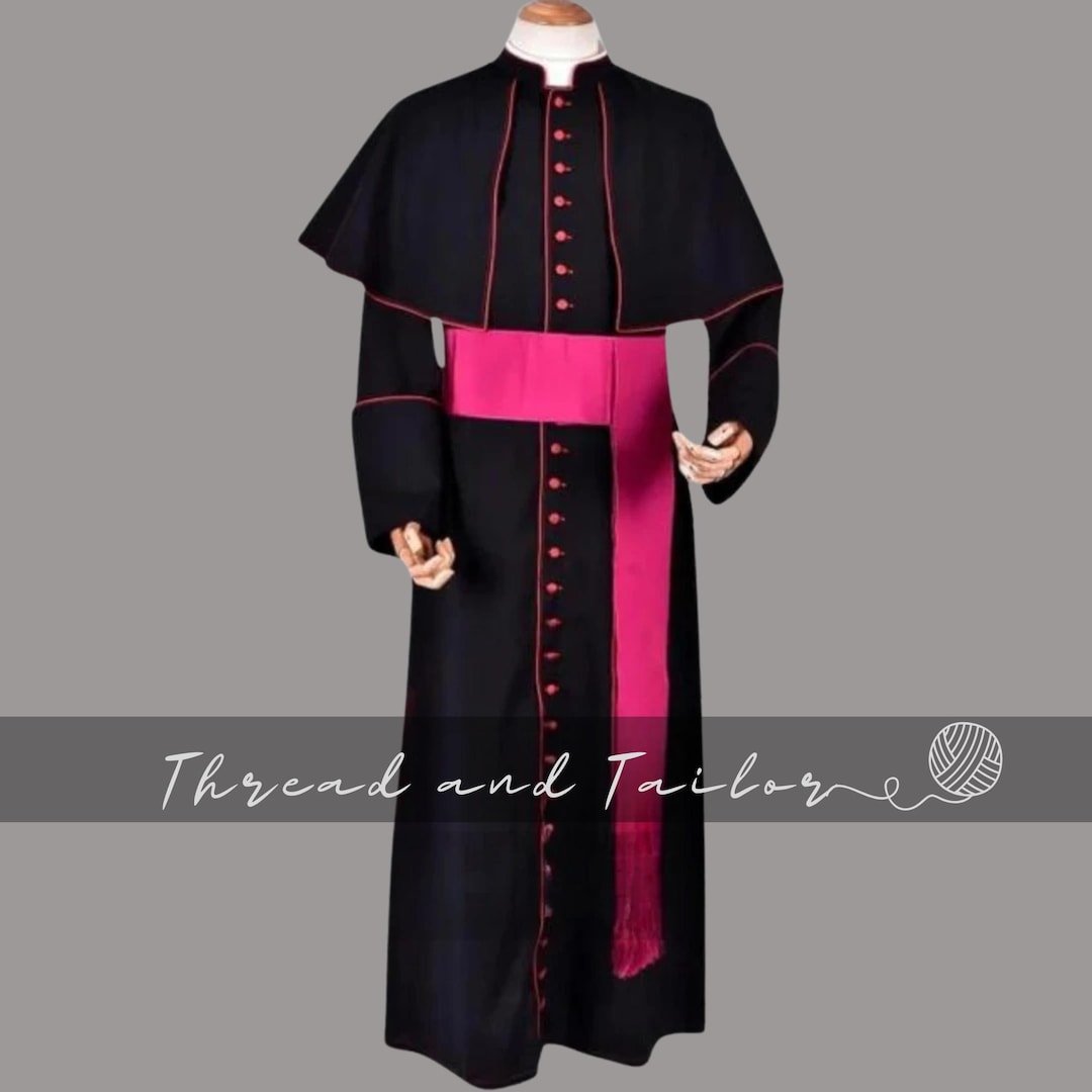 Bishop Clergy Cassock With Black Inverness Cape- Men's Roman Cossack ...