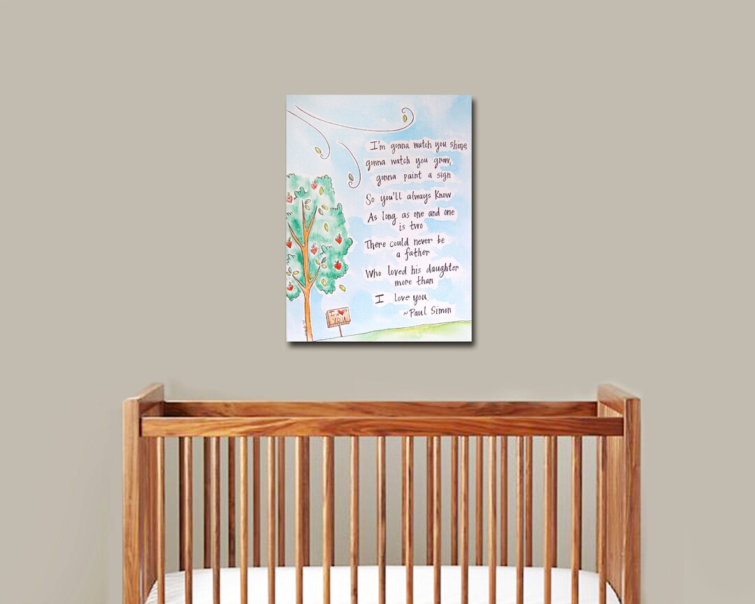 Paul Simon Father and Daughter Apple Tree - Original Canvas Illustrated ...