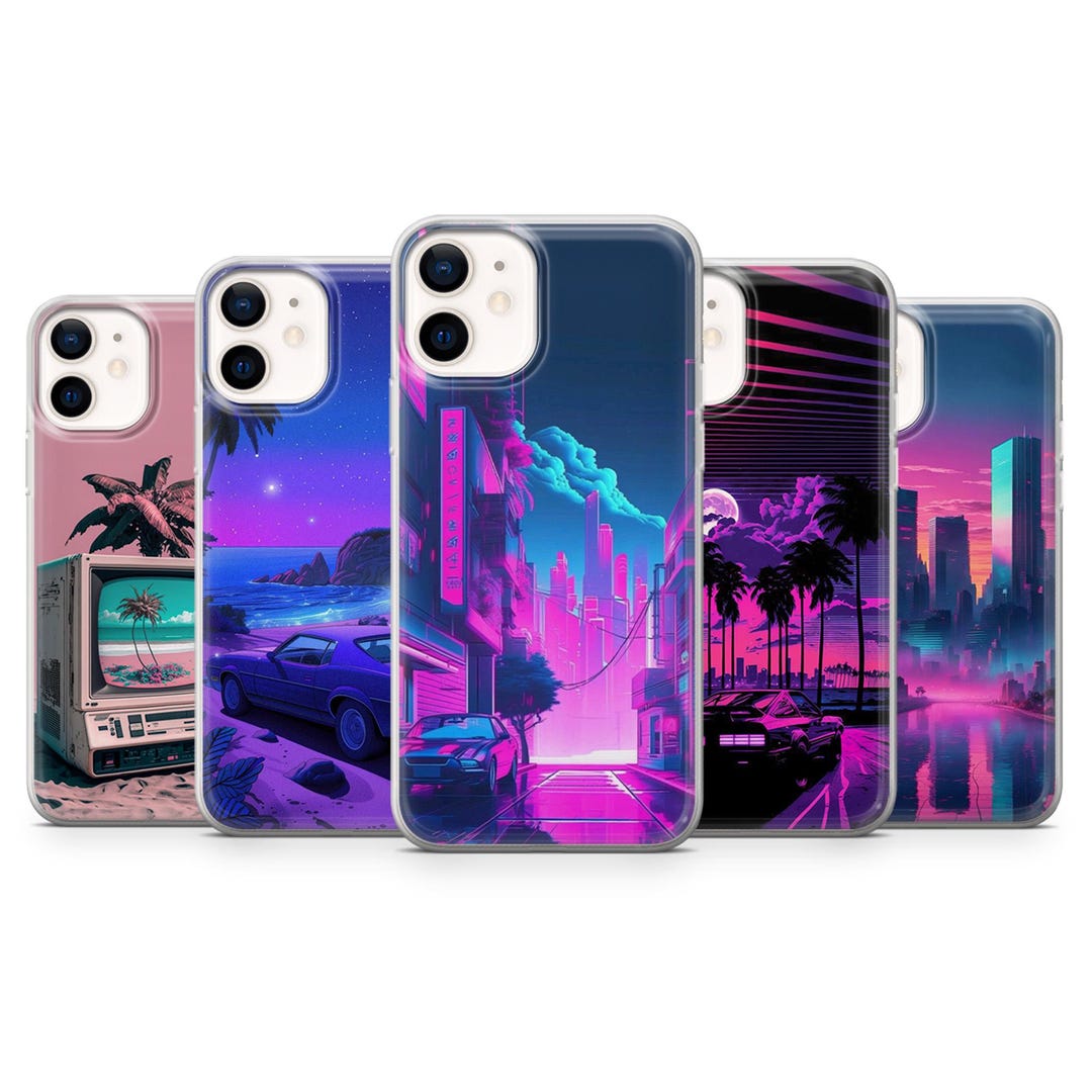 Vaporwave Phone Case Neon Synthwave Outrun Cover for Iphone16e, Pro, 15 ...