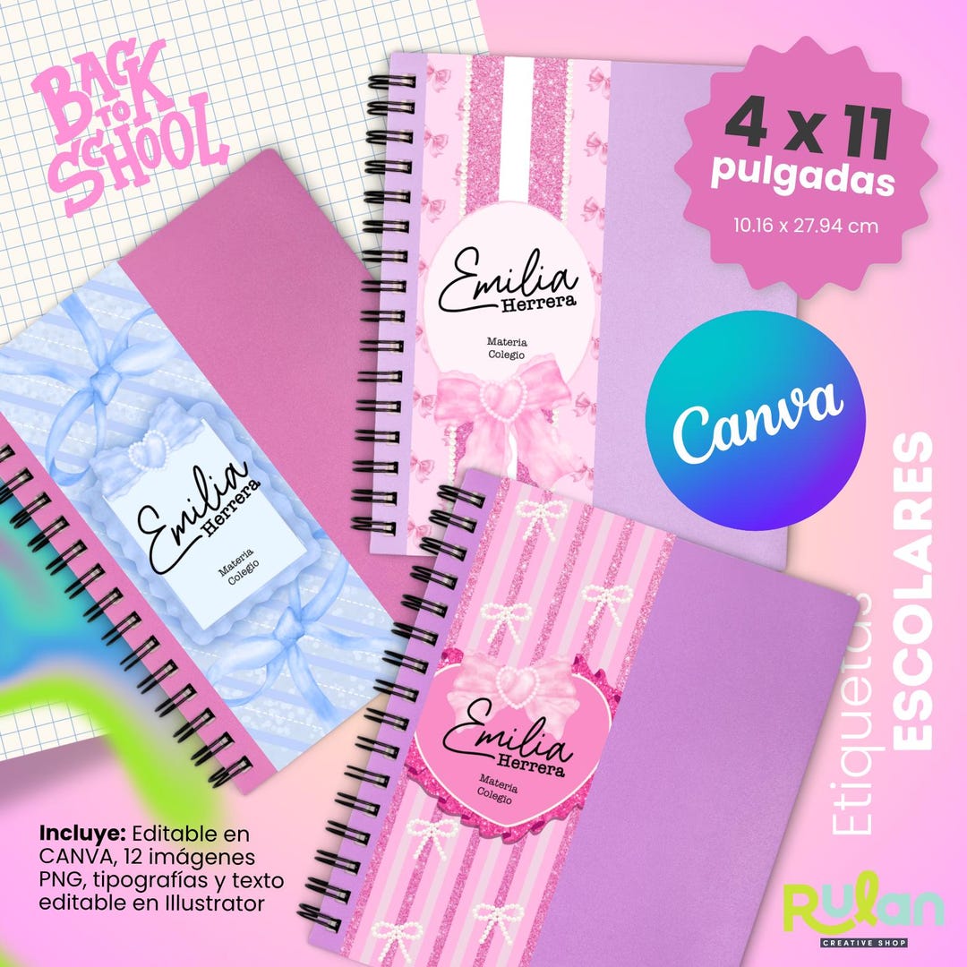 Coquette School Labels - School Label Designs. Digital School Label ...