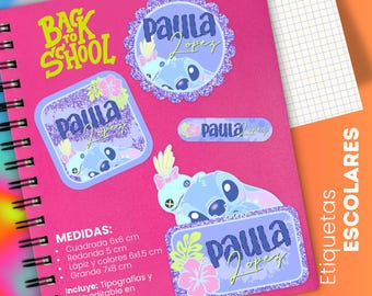 Stitch School Labels - School Label Designs. Digital School Label File ...