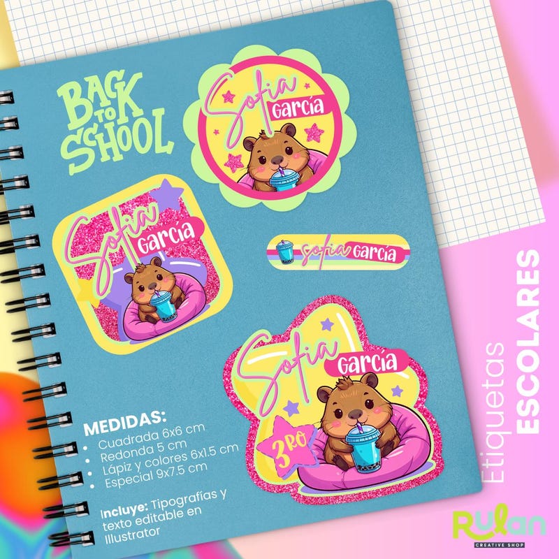 Capybara School Name Tags - Etsy