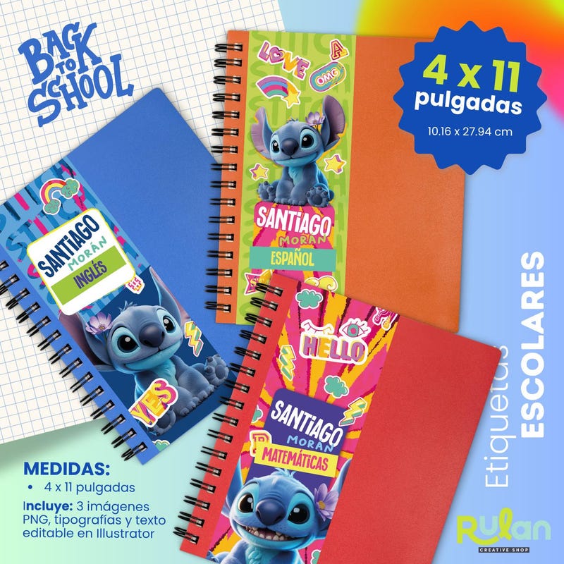 Etiquetas Escolares Stitch - Etsy