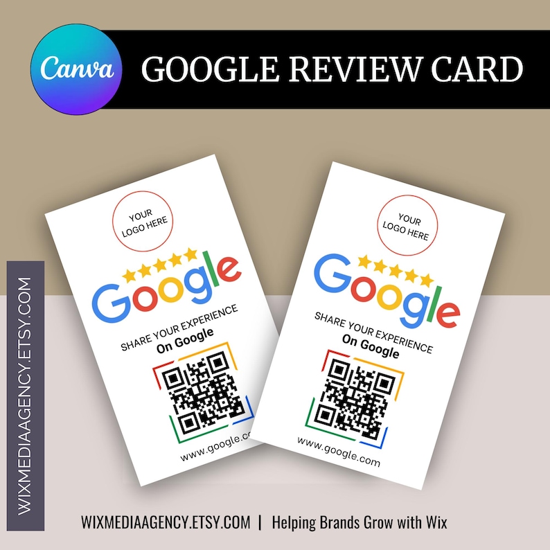 Google Review Card – Editable QR Code Feedback & Rating Sign (canva ...