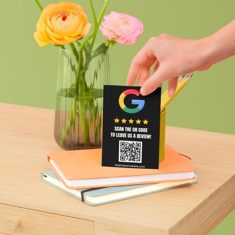 Google Review Card – Editable QR Code Feedback & Rating Sign (canva ...